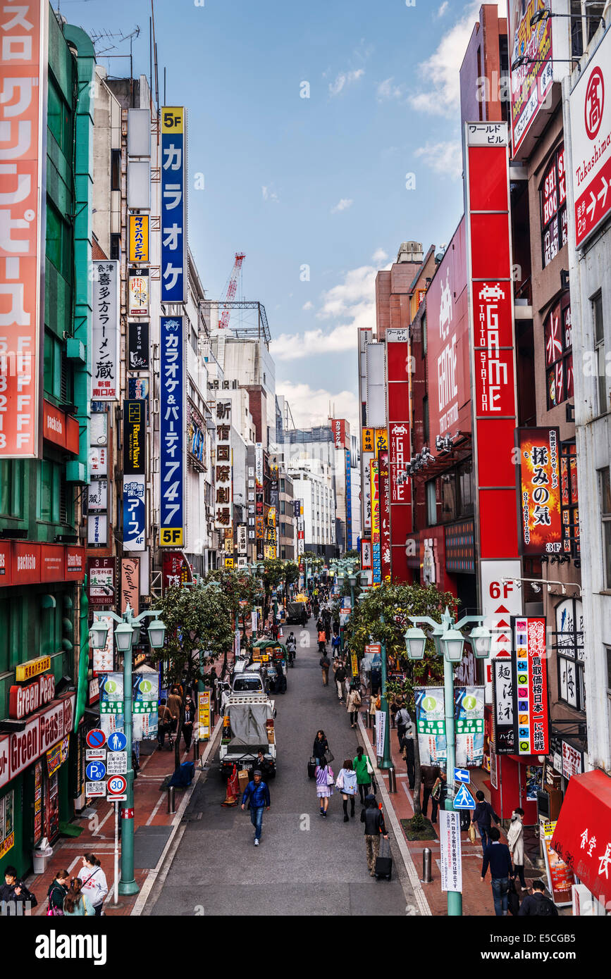 Streets with colorful signs. Shinjuku, Tokyo, Japan 2014 Stock Photo ...
