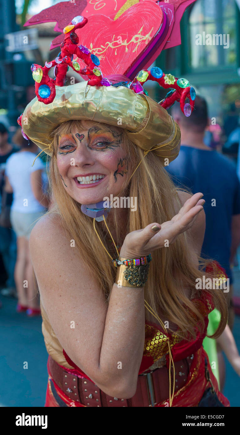 A participant in the 2014 Summer Solstice Parade, Santa Barbara ...