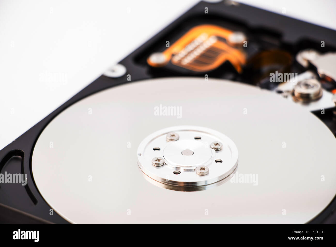 Harddisk drive (HDD) with top cover open isolated on white background ...