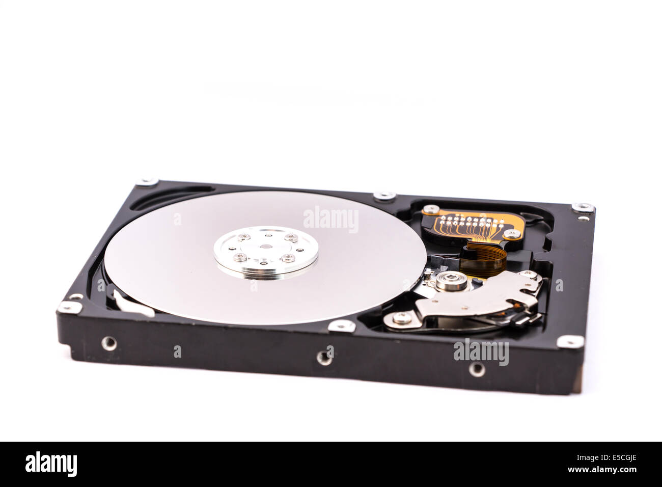 Harddisk drive (HDD) with top cover open isolated on white background ...