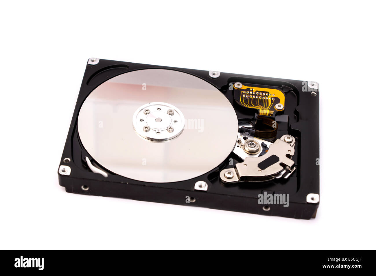 Harddisk drive (HDD) with top cover open isolated on white background ...