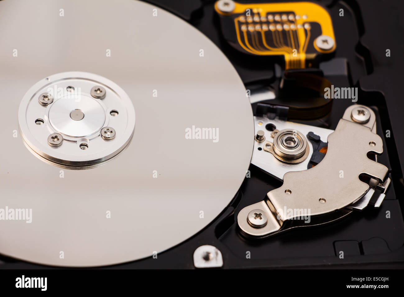 Harddisk drive (HDD) with top cover open isolated on white background ...