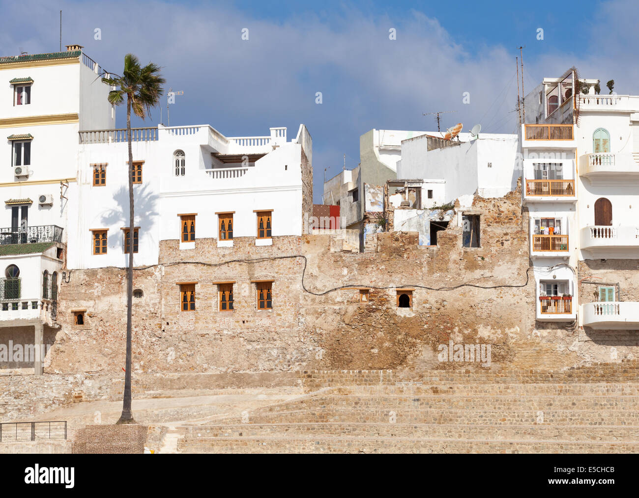 Ancient fortress and living houses of Medina. Tangier, Morocco Stock ...