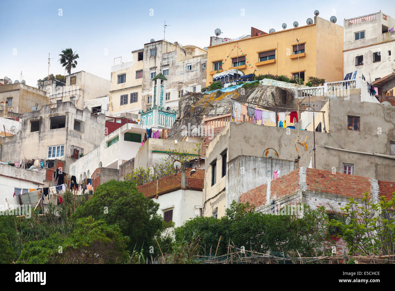 Traditional living houses of old Medina. Tangier, Morocco Stock Photo ...
