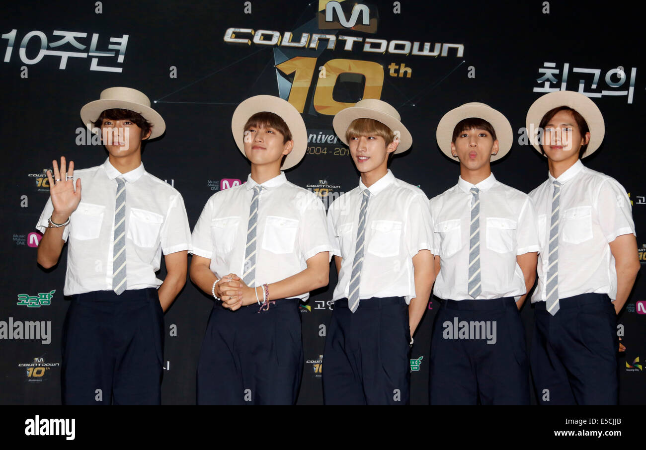 B1A4, Jul 24, 2014 : South Korean boy band B1A4, attend a photo call ...
