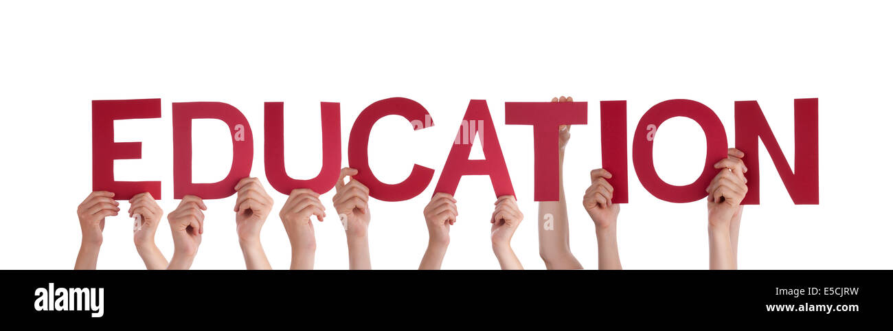 Many People Holding the Word Education, Isolated Stock Photo - Alamy