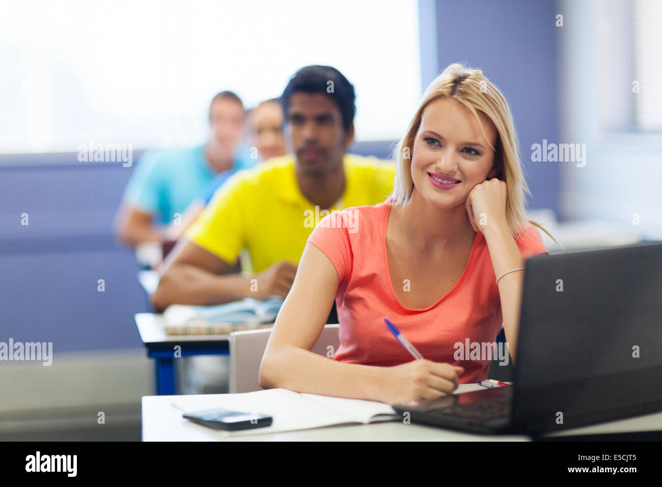 group of university students having lecture in classroom Stock Photo ...