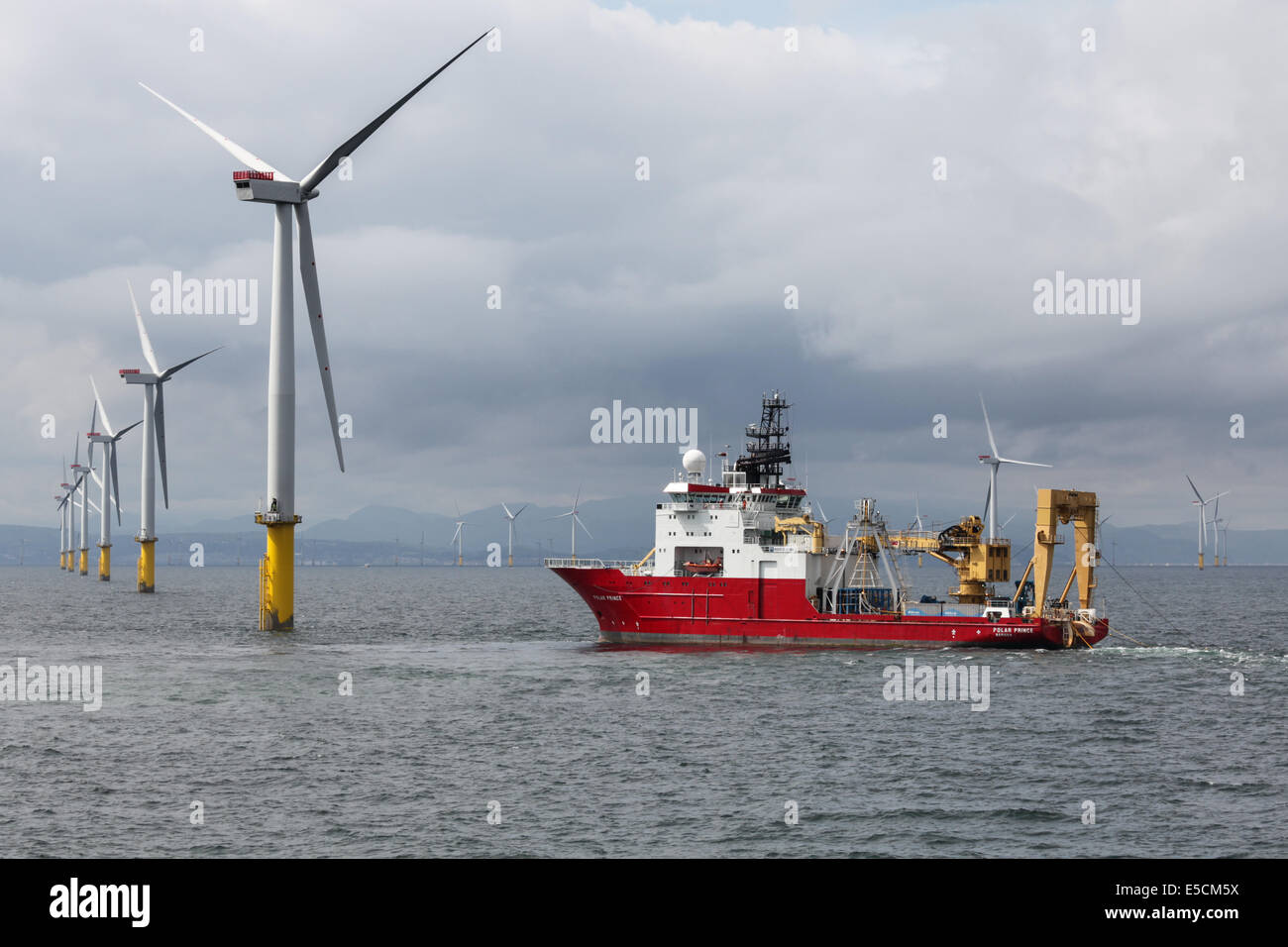 Cable Lay vessel, Polar Prince Gwynt y Mor Wind Farm off the coast of ...
