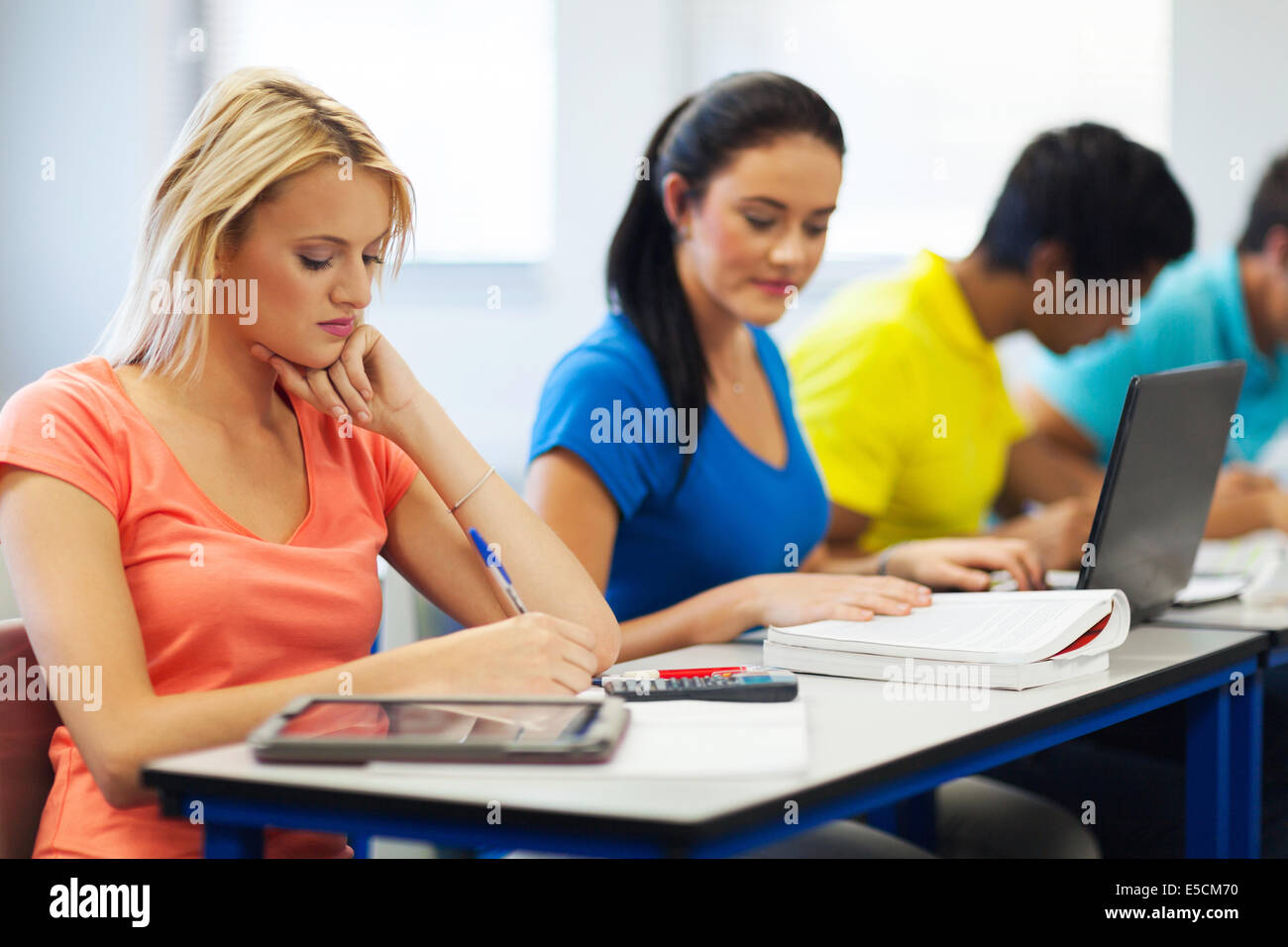 university students studying in classroom Stock Photo - Alamy