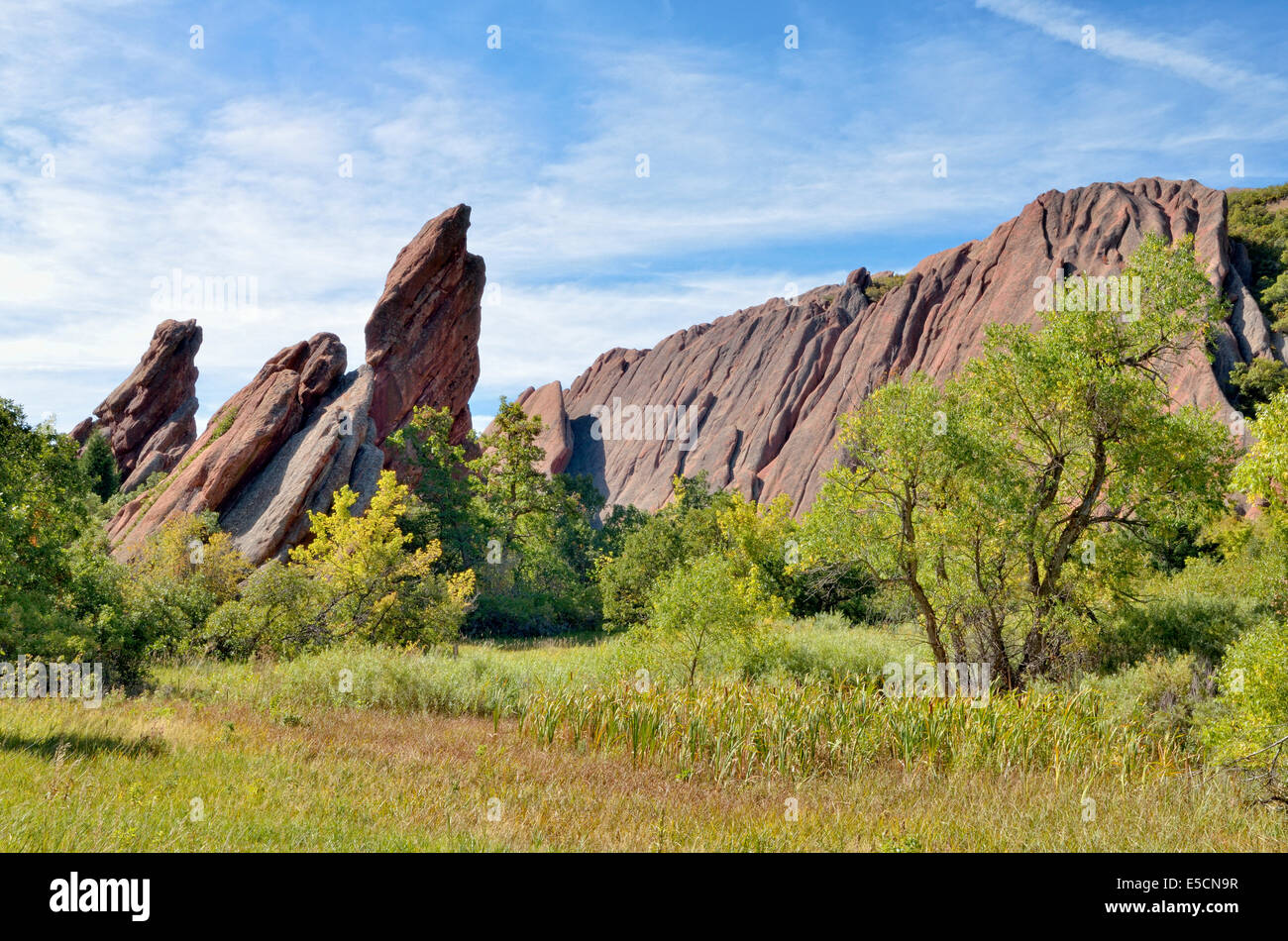 Red sandstone formations, Fountain Valley Trail, Boxborough State Park ...