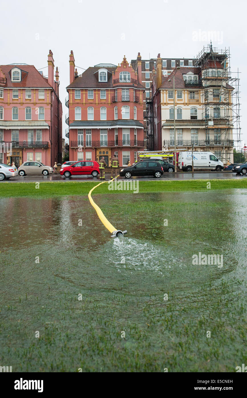 Brighton, East Sussex, UK. 28th July, 2014. Flooding on Kingsway, Hove ...