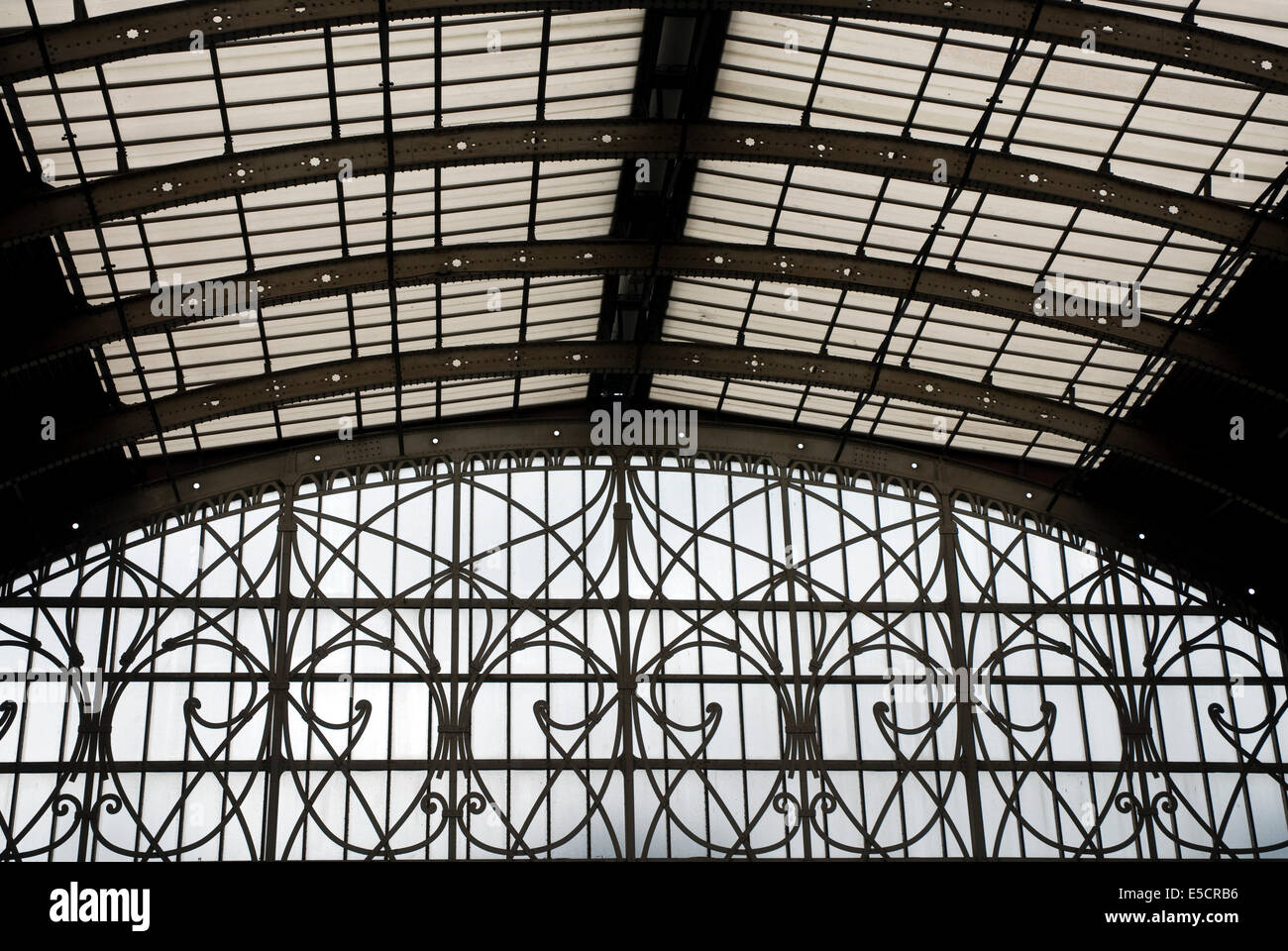 The ornate ironwork roof of Paddington Station, West London, England UK ...
