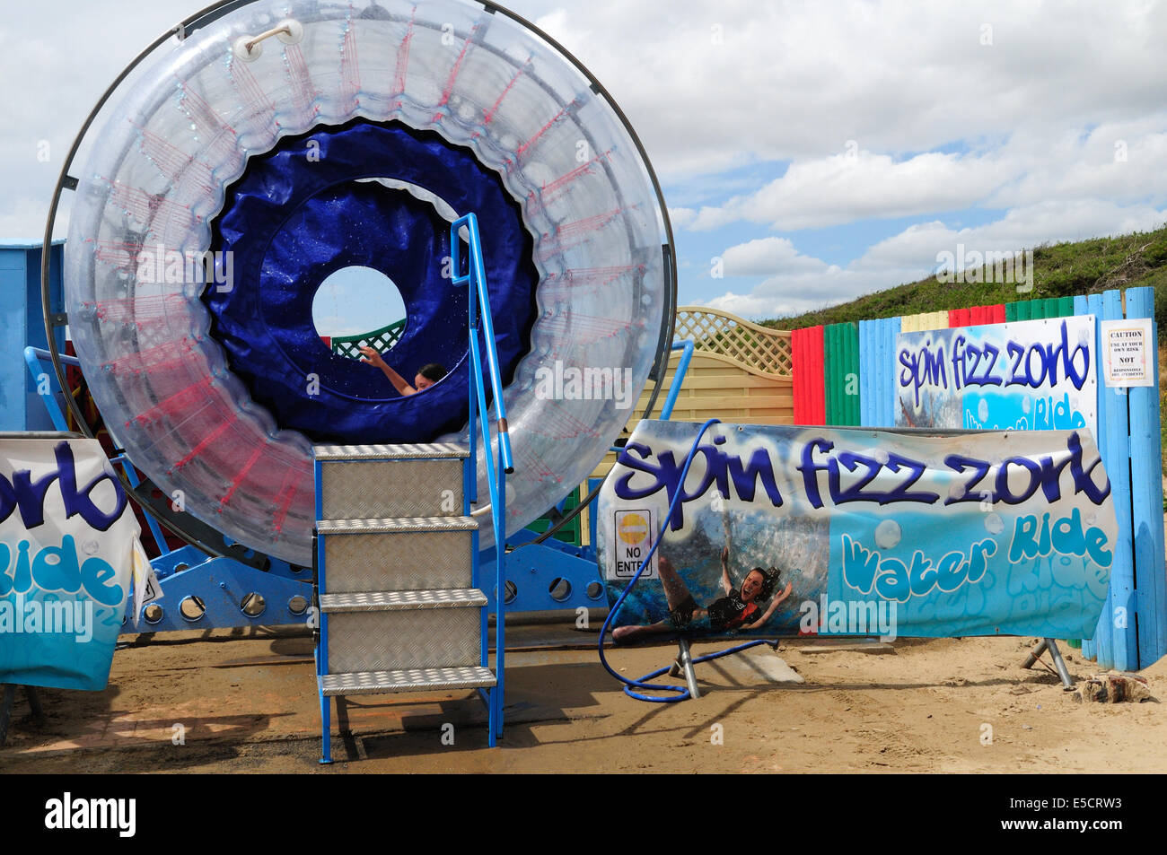 Spin fizz zorb water ride Pembrey Country Park Carmarthenshire Stock ...