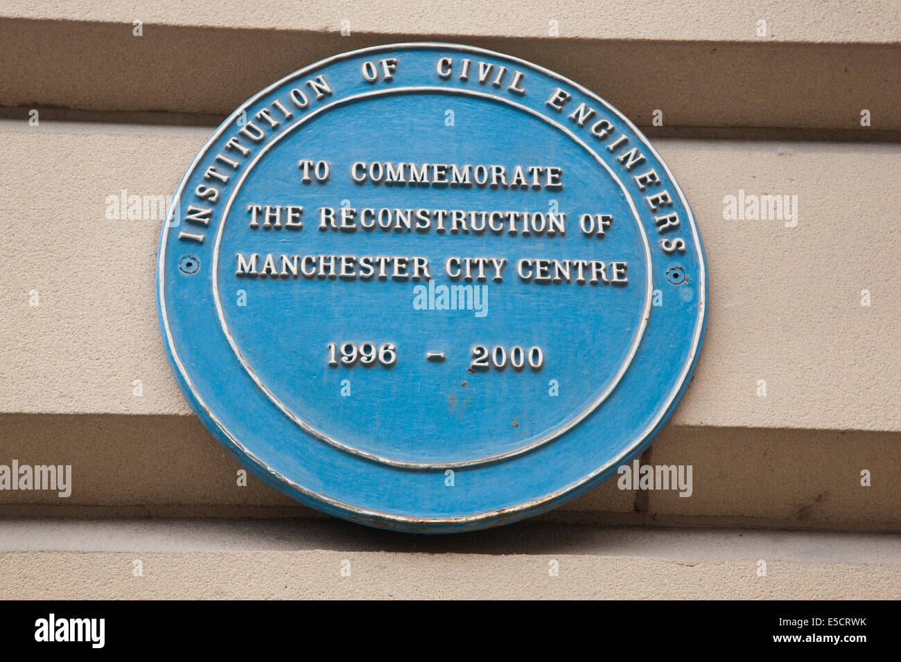 Manchester City Centre Reconstruction Plaque; England; UK Stock Photo ...