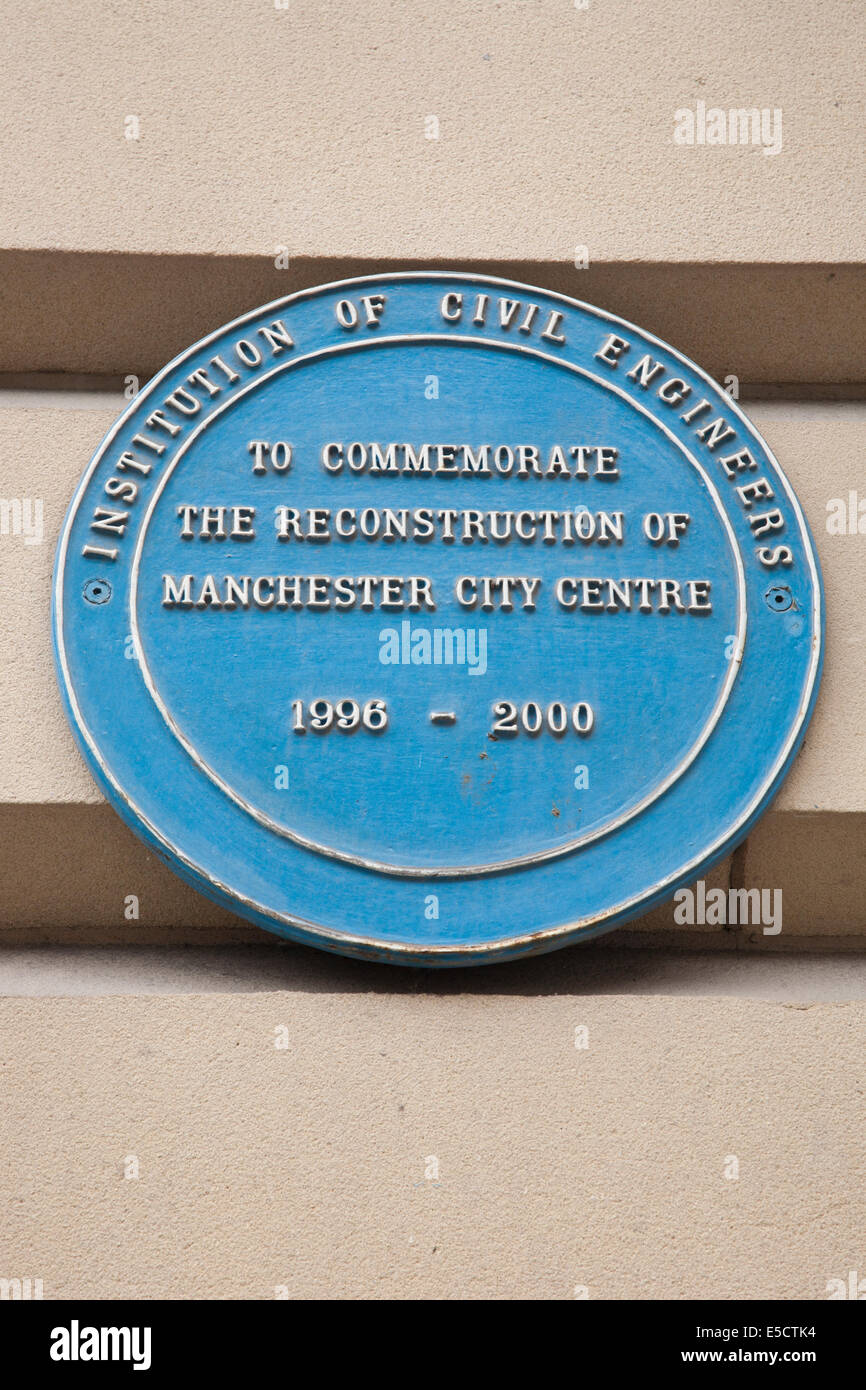 Manchester City Centre Reconstruction Plaque; England; UK Stock Photo ...