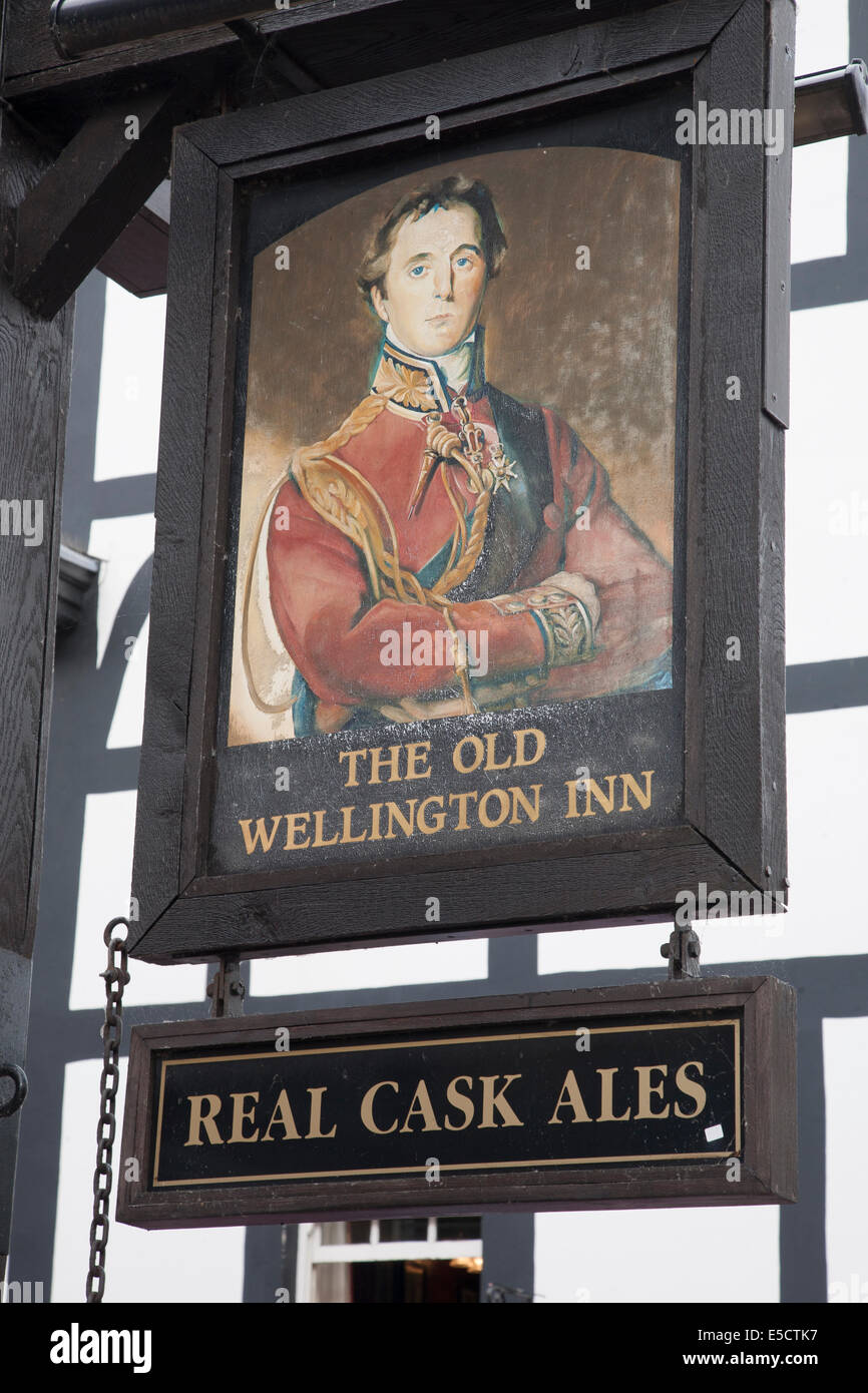The Old Wellington Inn Pub Sign; Manchester, England, UK Stock Photo ...