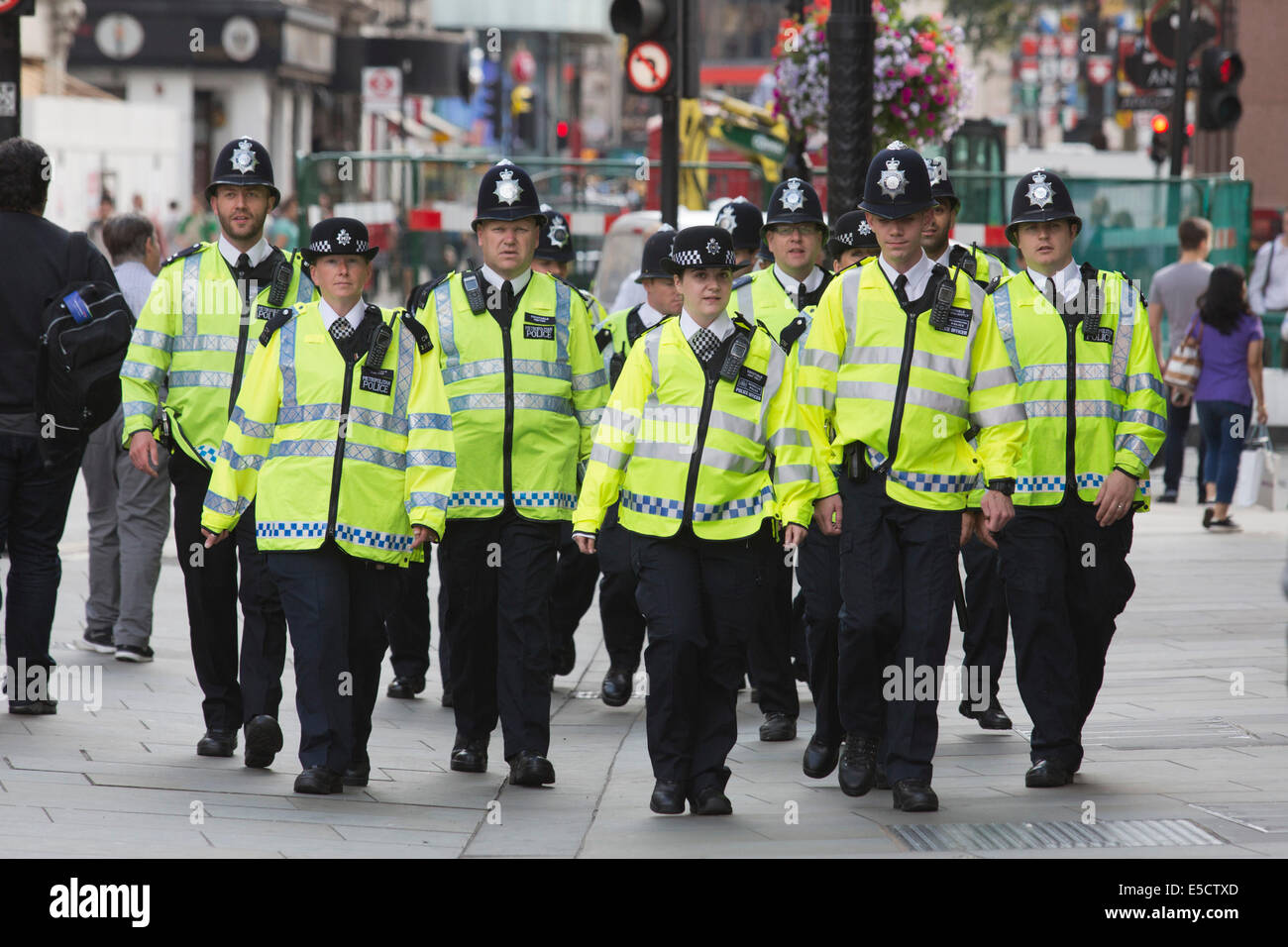 London, UK. 28 July 2014. Police officers in Piccadilly Circus. Launch ...