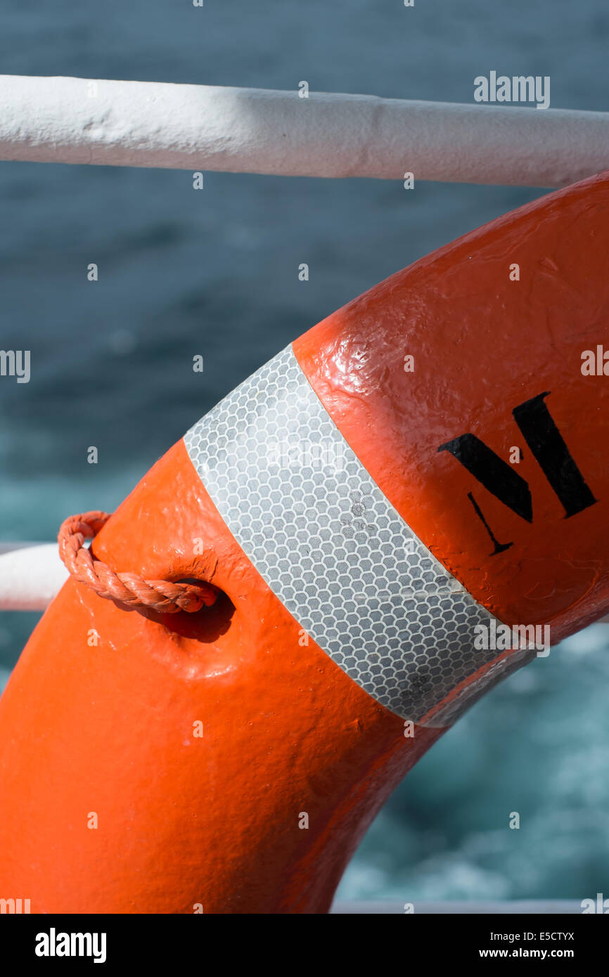 Detail of orange life belt Marco Polo cruise ship Stock Photo - Alamy