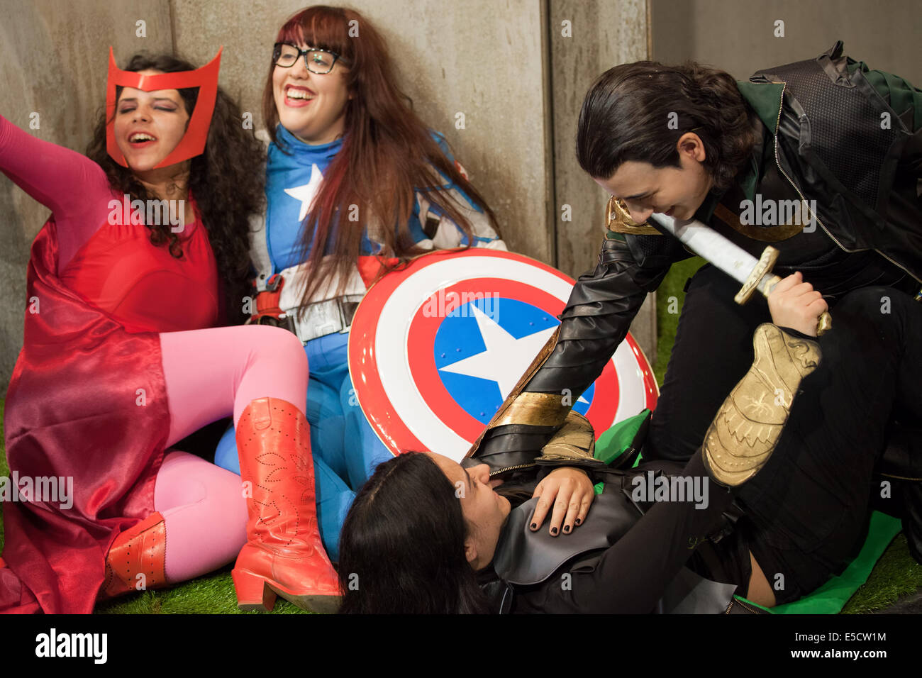 Superheroes having fun at Barcelona International Comic Fair on May 17 ...
