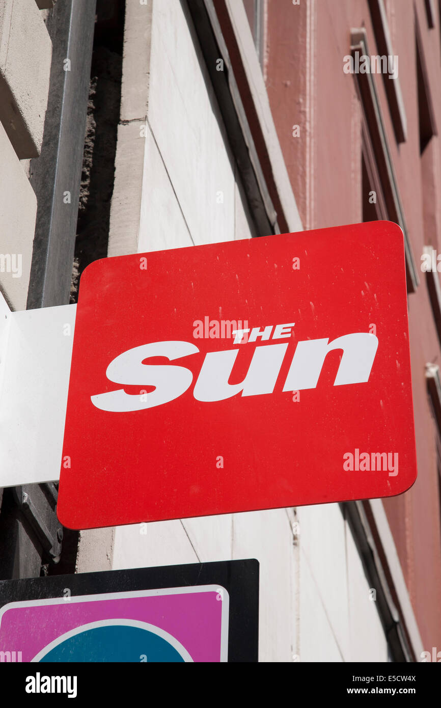Red sun newspaper sign outside hi-res stock photography and images - Alamy
