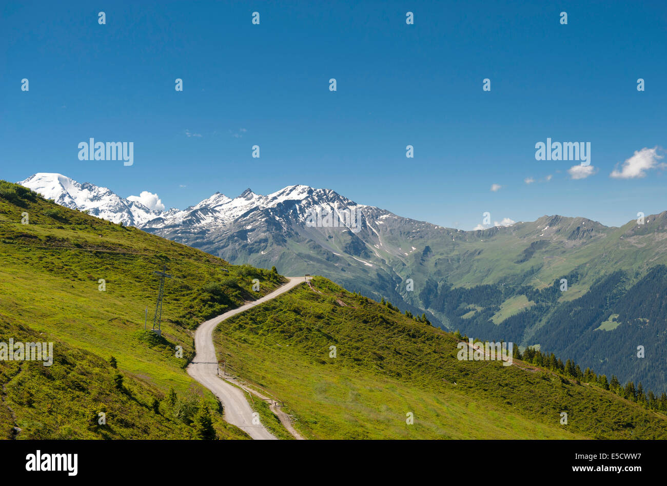 The mountains of Verbier in Wallis, Switzerland, are covered by an ...