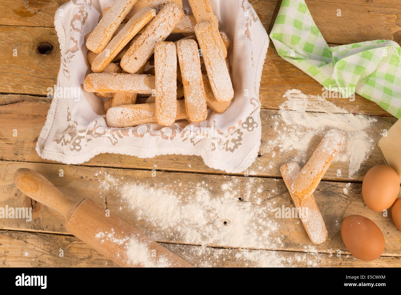 Still life with biscuits and its main ingredients Stock Photo - Alamy
