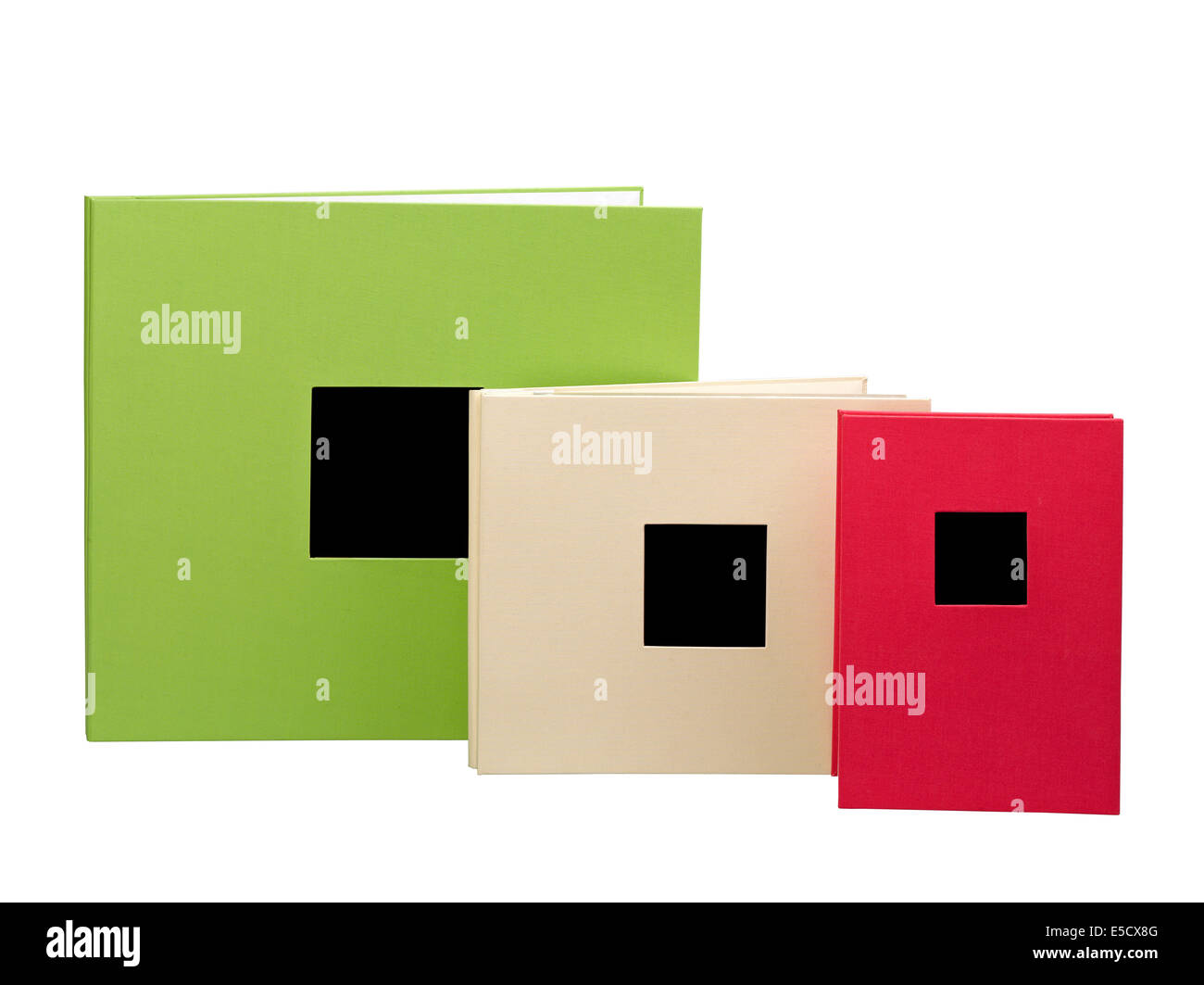 Blank books, photo album against a white background. Clipping path and ...