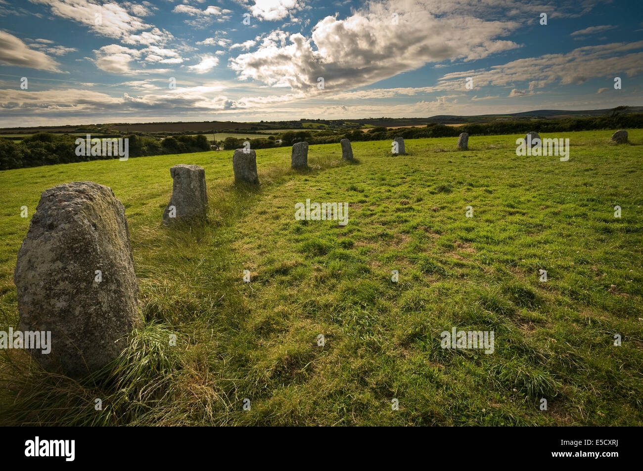 The Merry Maidens Late Neolithic stone circle, Cornwall, UK Stock Photo ...