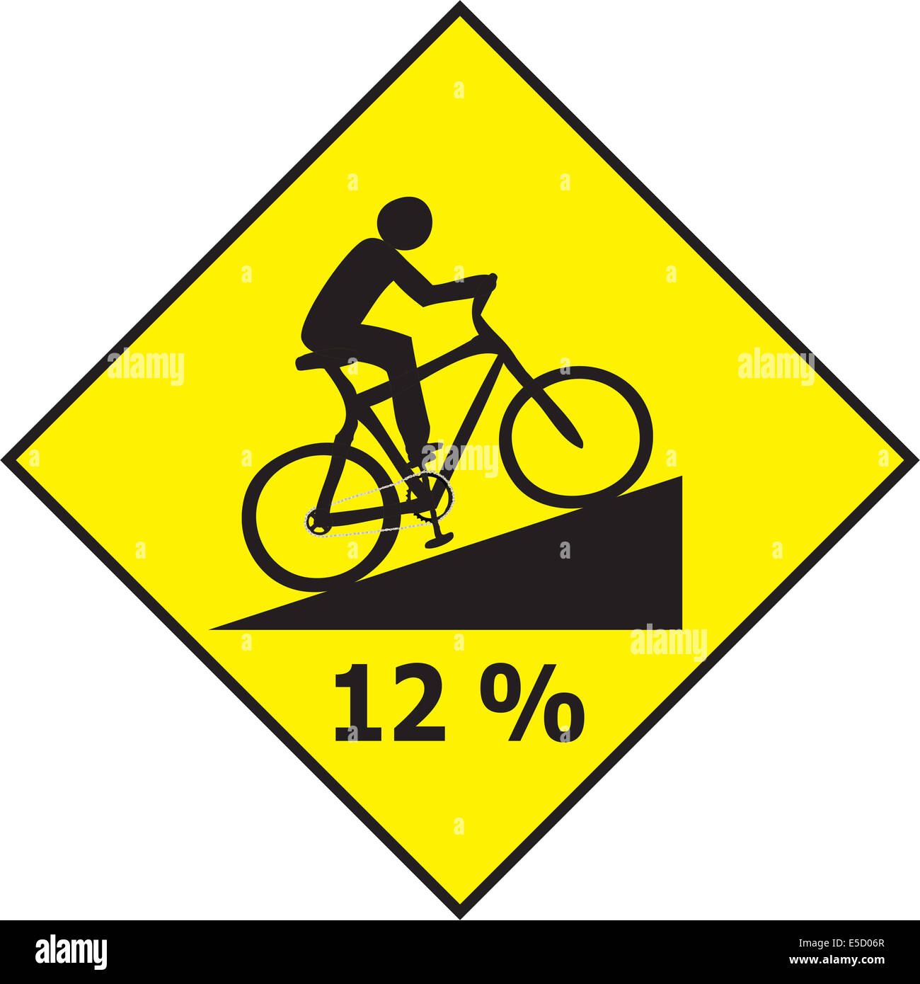 Bicycle Traffic Sign Show Uphill Slope Ratio Stock Photo - Alamy