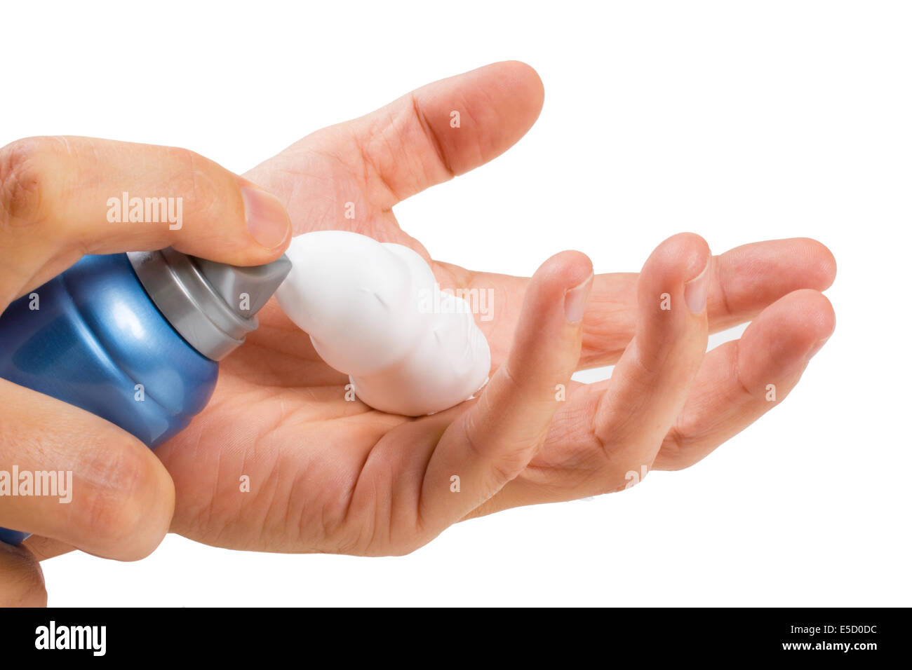 shaving foam on the palm isolated on white background Stock Photo - Alamy