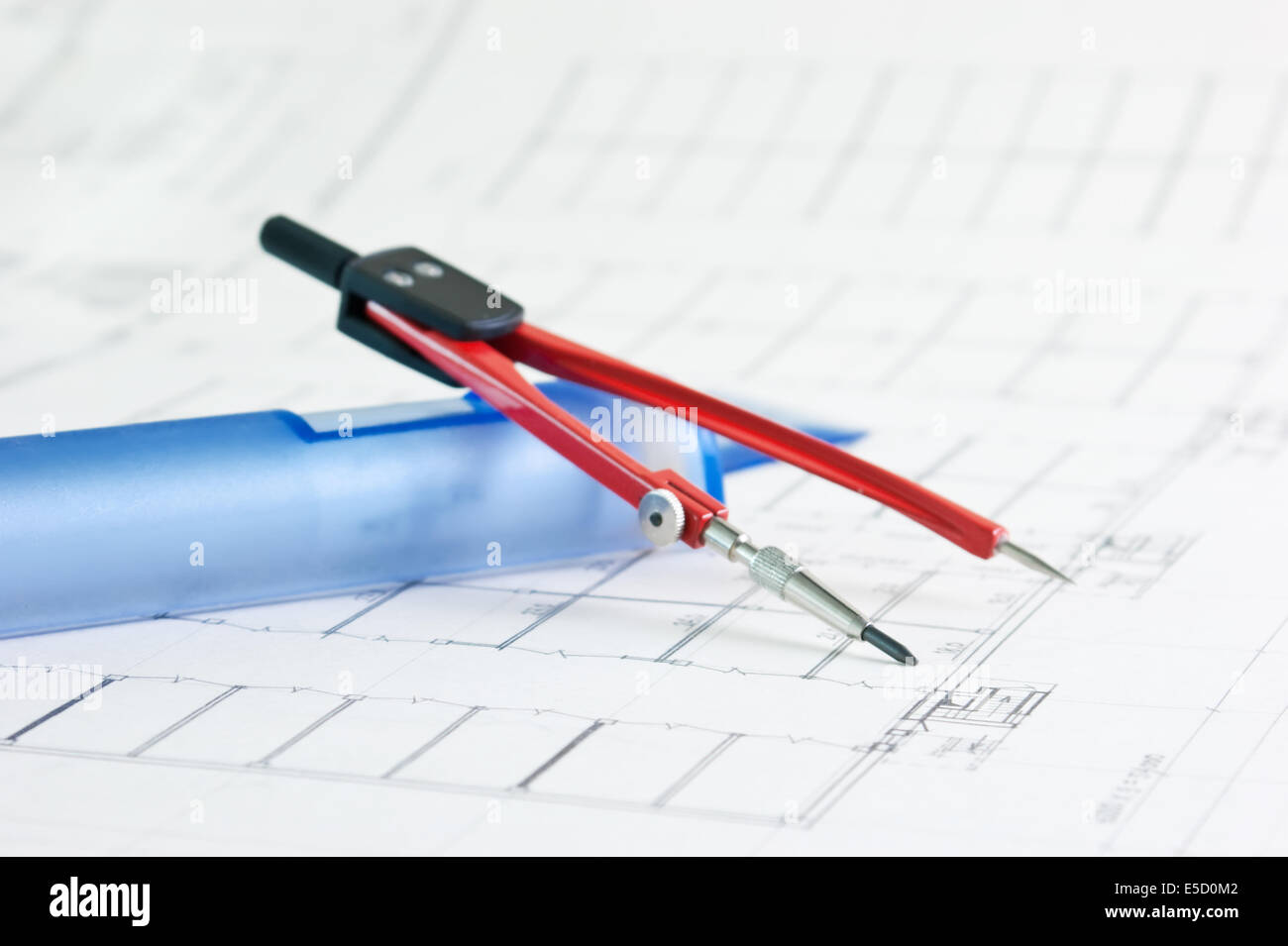 architectural drawing with a ruler and compass Stock Photo - Alamy