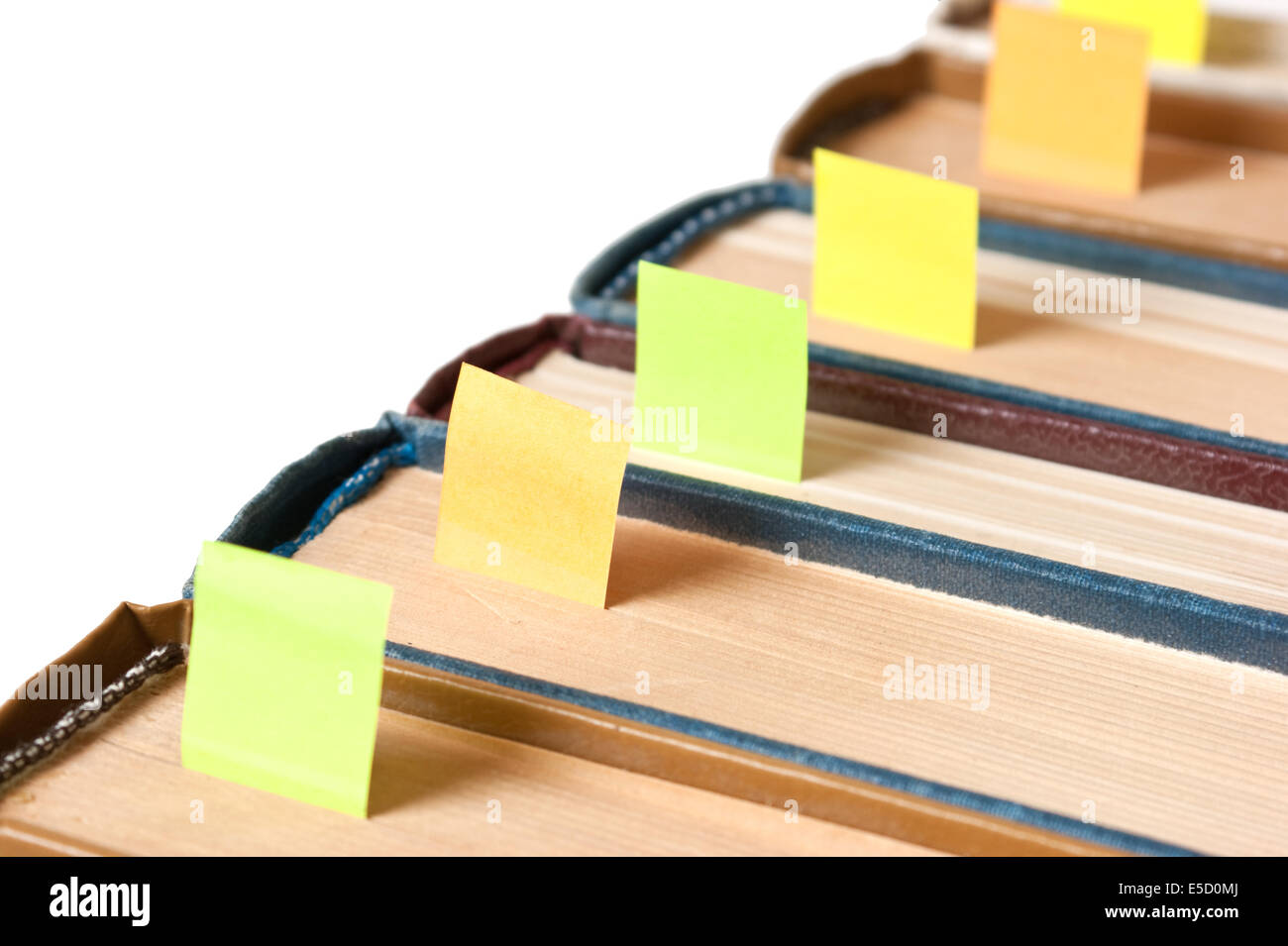 stack of books with bookmarks isolated on a white background Stock ...