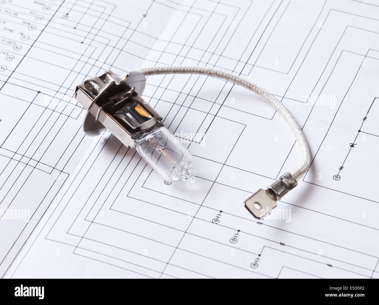 halogen lamp on the background of electric circuit Stock Photo - Alamy