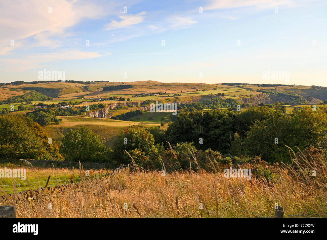 Quarrys at Stoney Middleton from Eyam, Derbyshire, Peak District ...