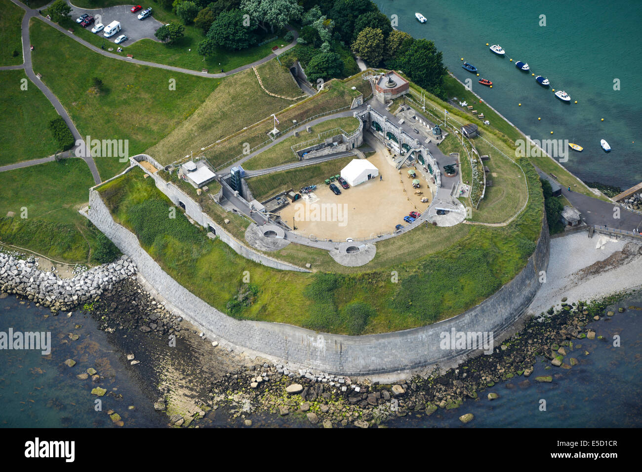 An aerial view Nothe Fort, a 19th Century Naval Fort near Weymouth ...
