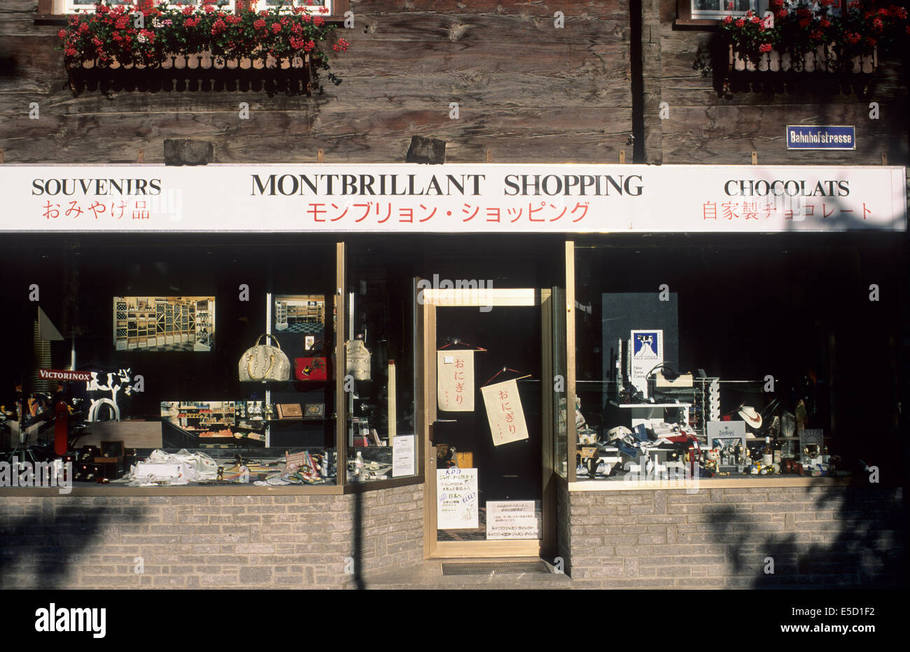 Switzerland, Zermatt region, Souvenir shop with Japanese writing Stock ...