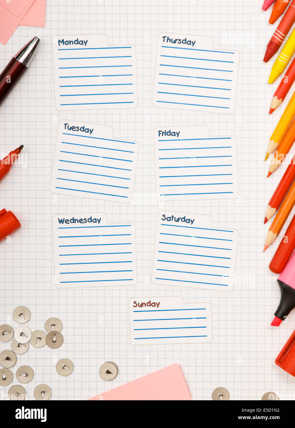 blank school schedule for the week Stock Photo - Alamy