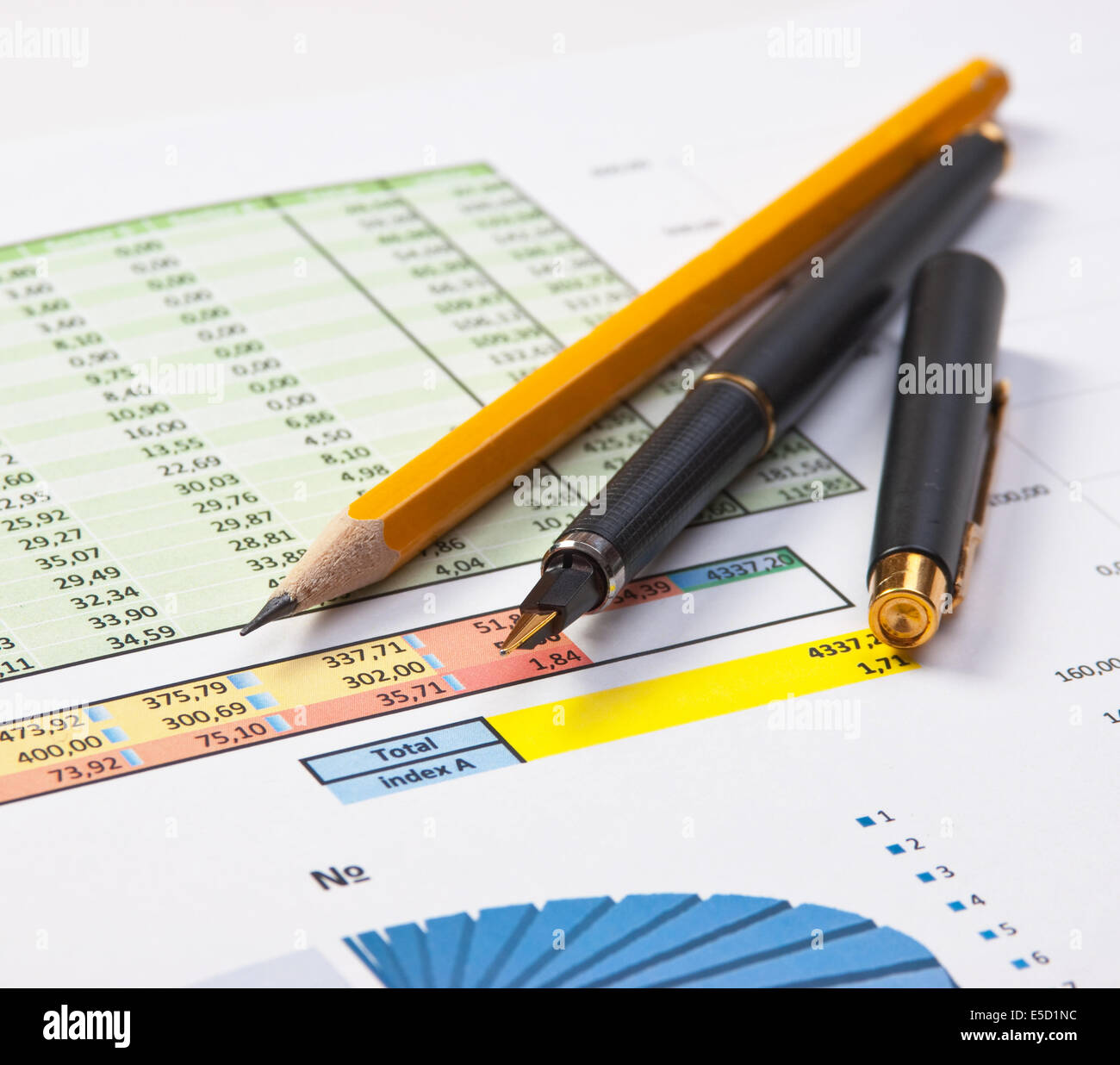 pen and paper work with the diagram Stock Photo - Alamy