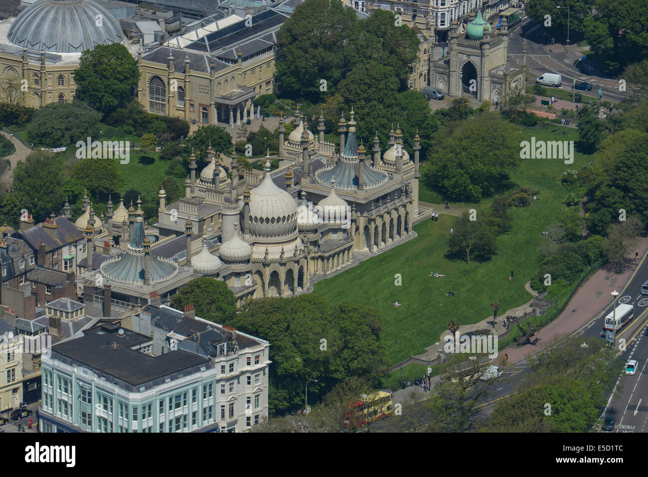 An aerial view of the Royal Pavilion in the East Sussex city of ...