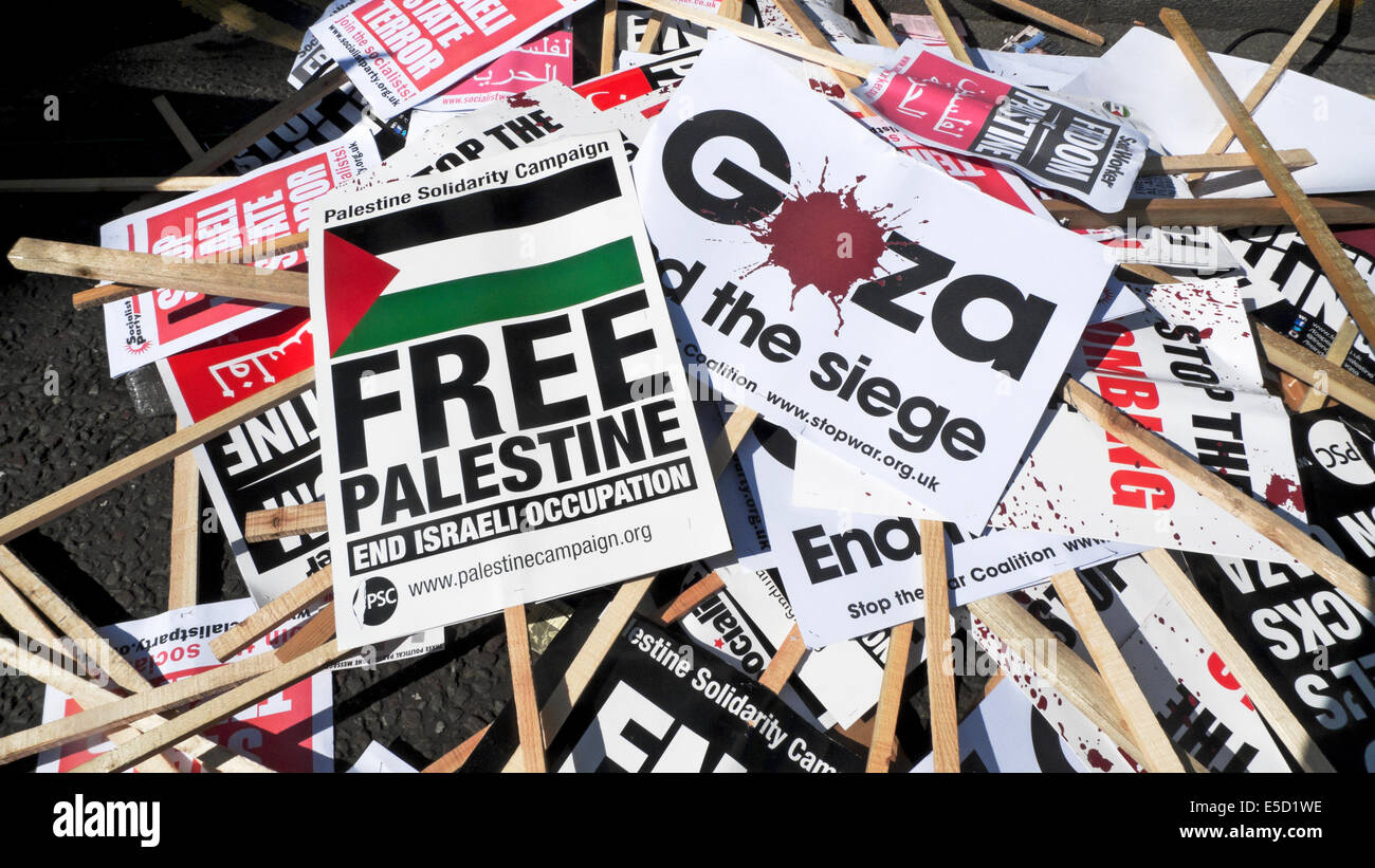 Free Palestine posters on the street during protest demonstration demo ...