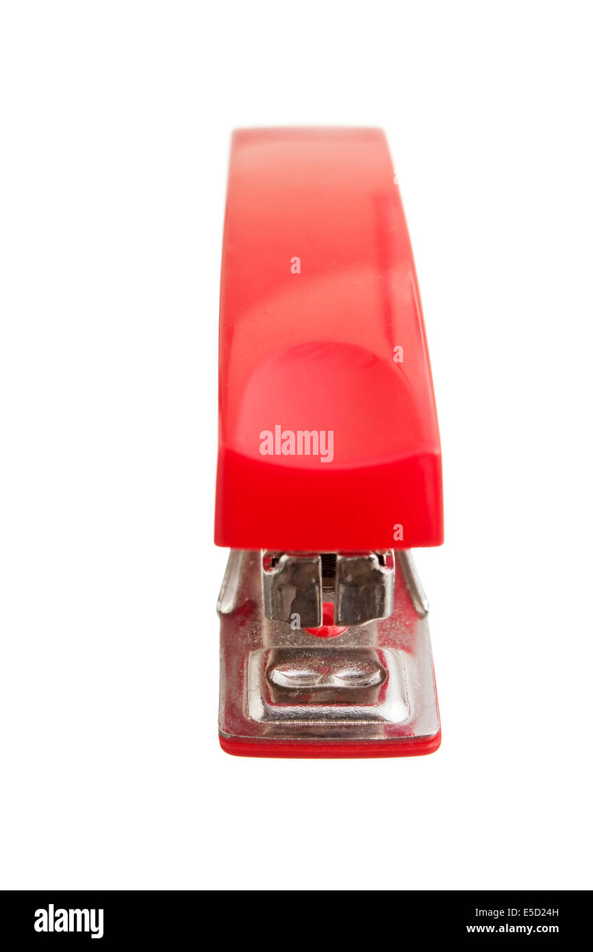 red stapler isolated on white background Stock Photo - Alamy