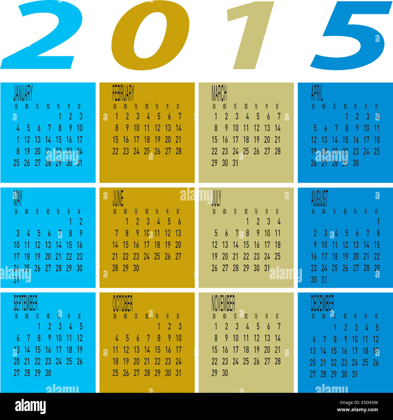 The vector of Year 2015 Colourful Calendar Stock Photo - Alamy