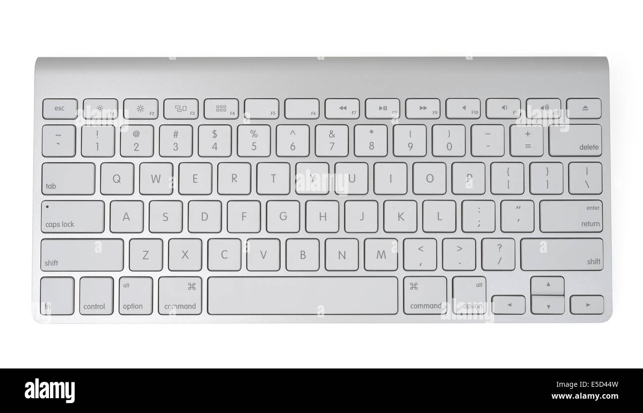 Wireless metallic keyboard isolated on white, with clipping path Stock ...