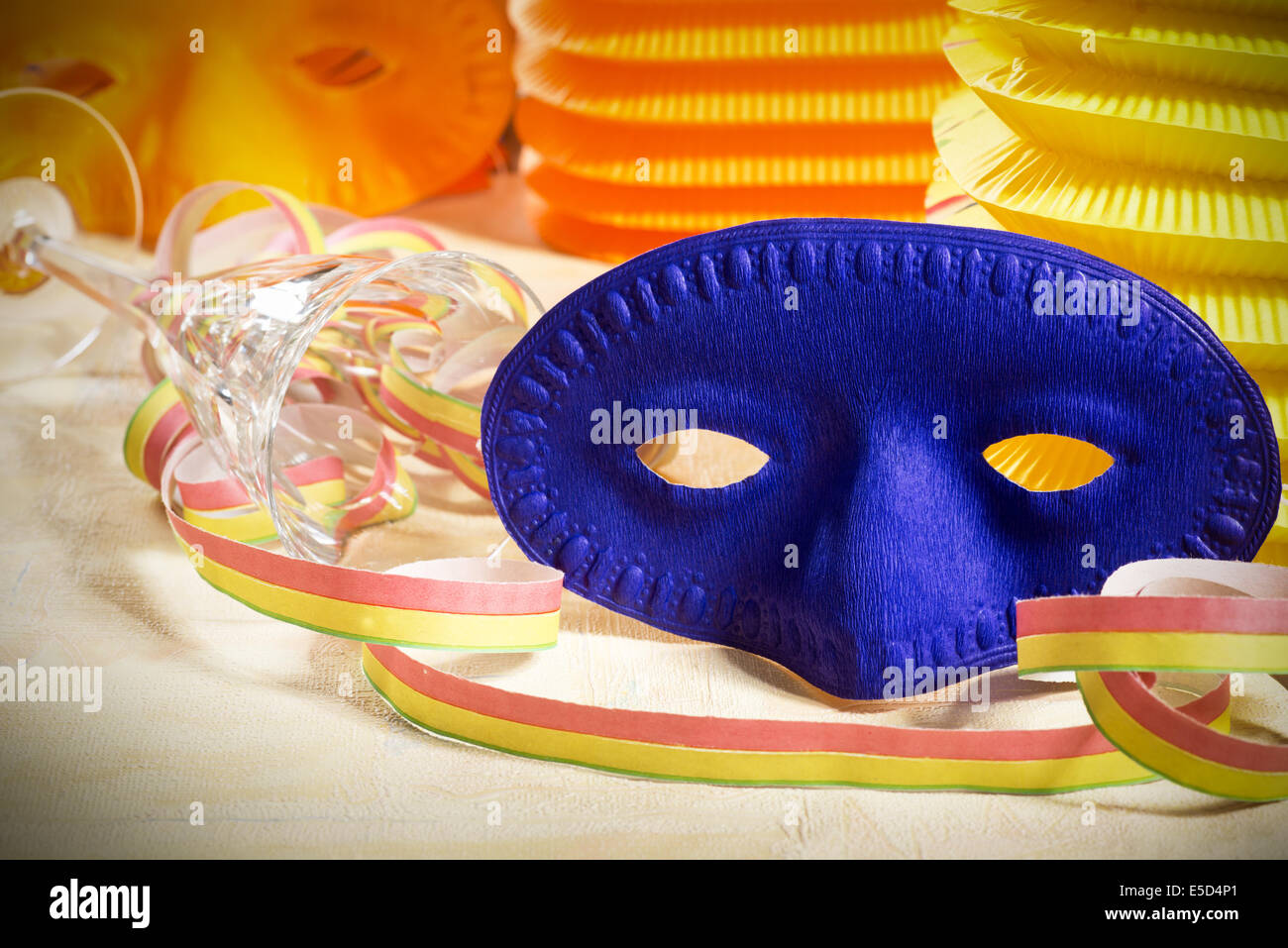 blue carnival mask with colored carnival glitter Stock Photo - Alamy