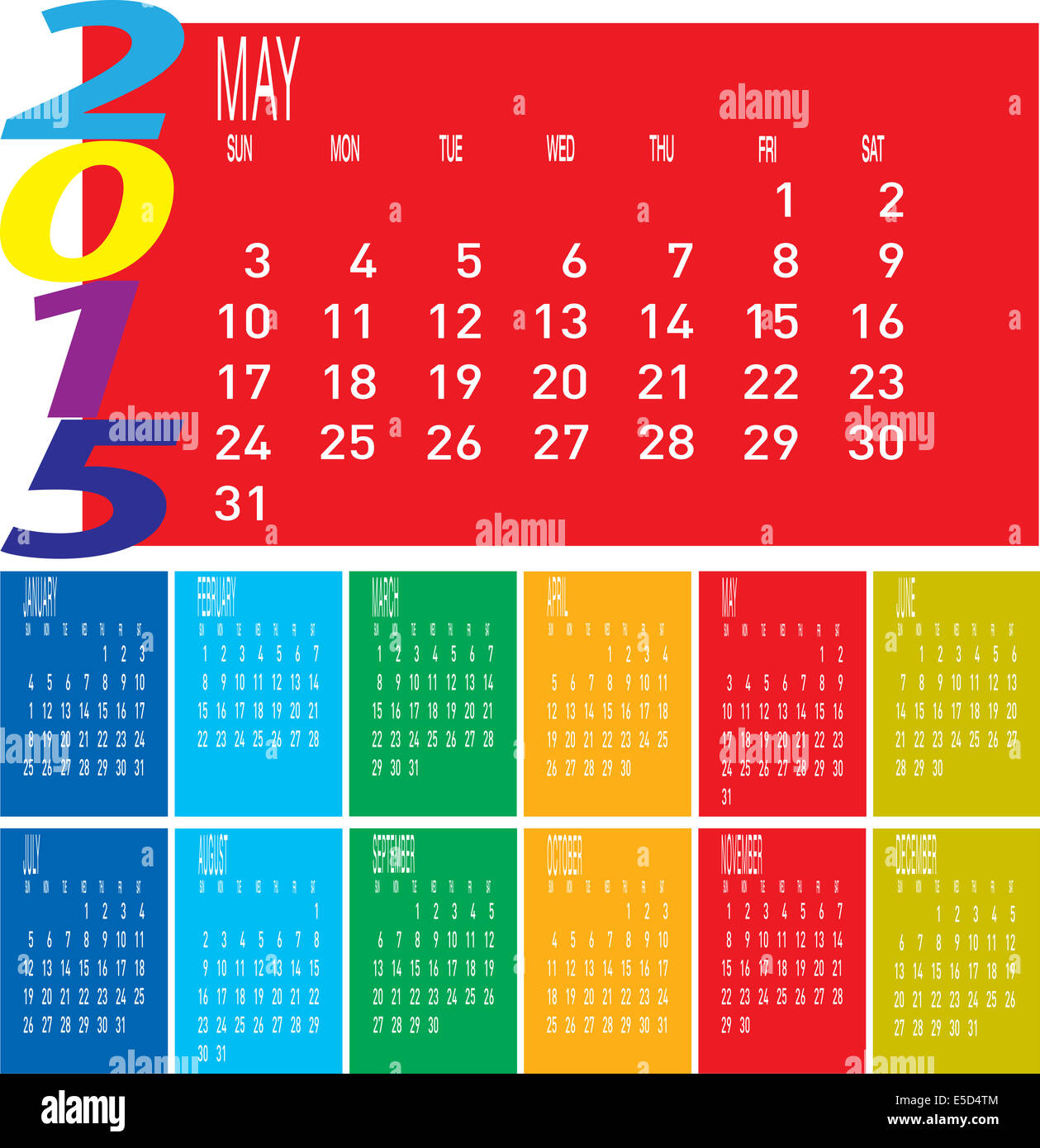 The vector of Year 2015 Colorful Calendar - May Stock Photo - Alamy