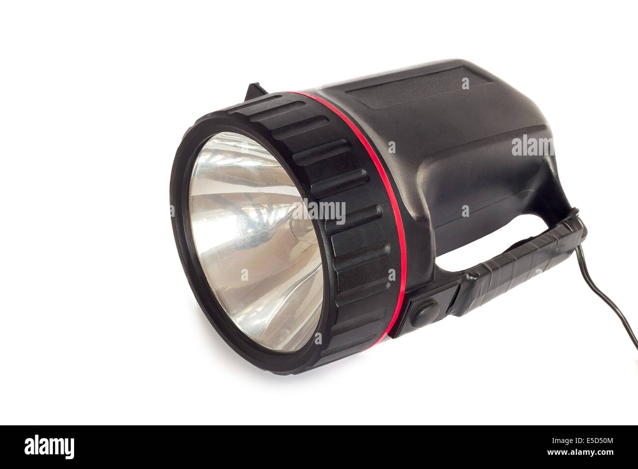 Comfortable small battery electric torch orange. Presented on a white ...