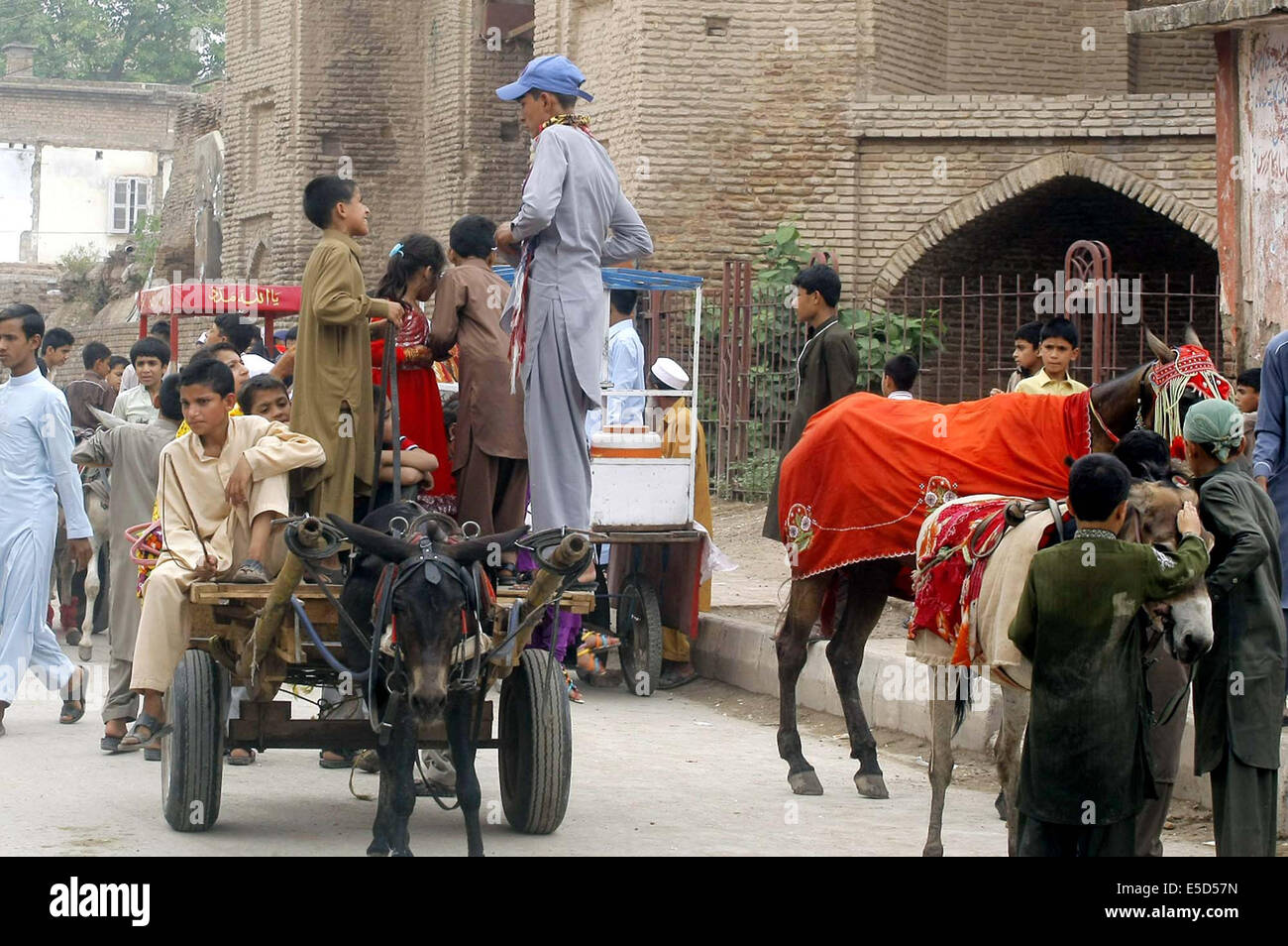 Children celebrate Eid on the occasion of Eid-ul-Fitar at Gorghatre ...