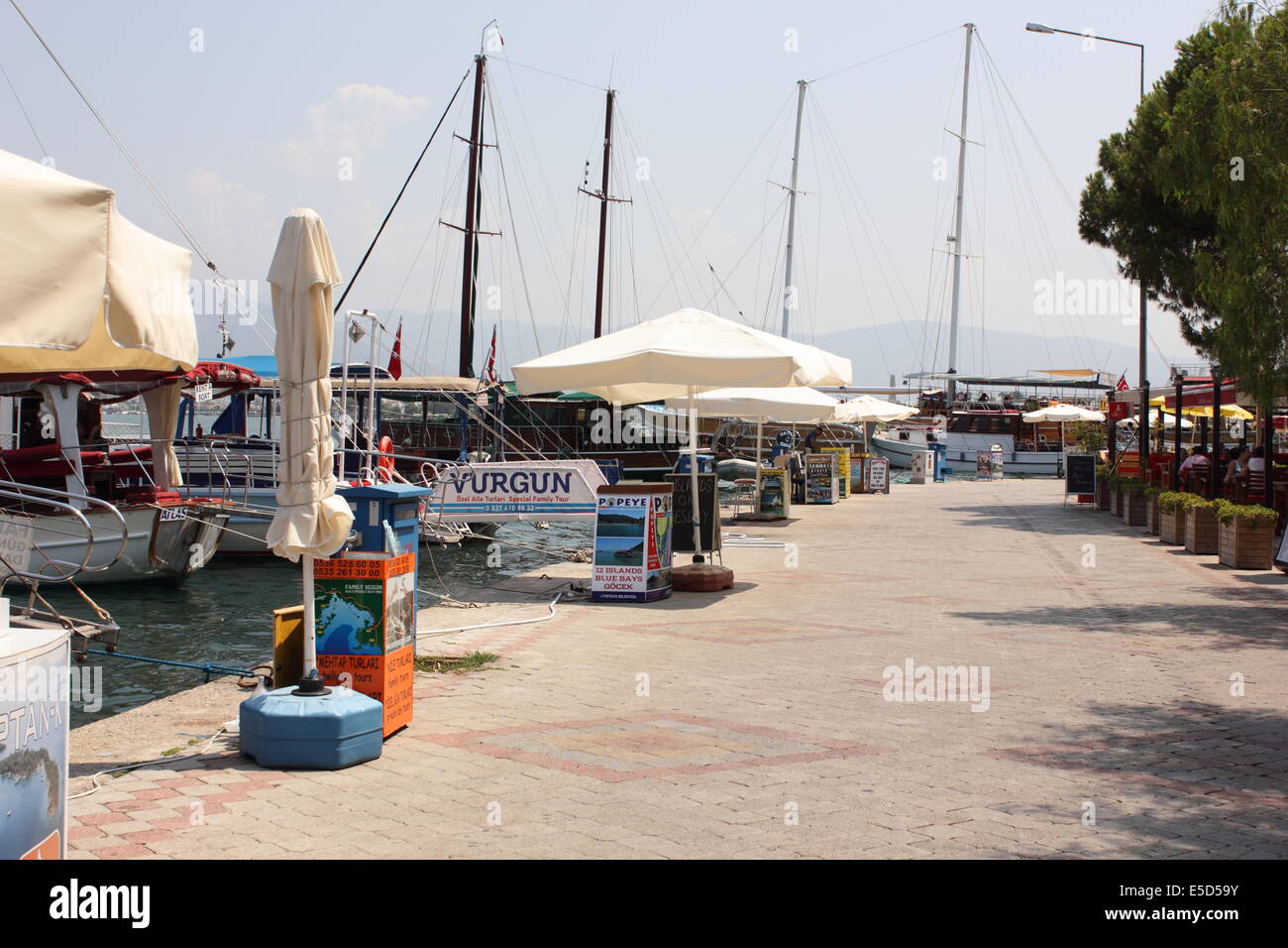 Yachts and boats moored in the port of Fethiye in Turkey Stock Photo ...
