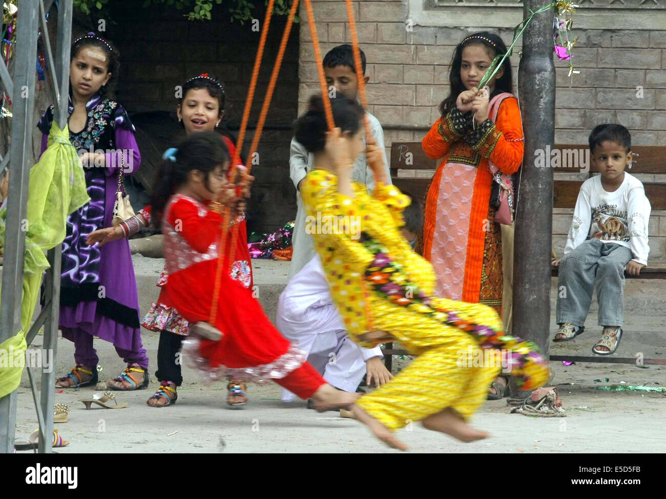 Children celebrate Eid on the occasion of Eid-ul-Fitar at Gorghatre ...