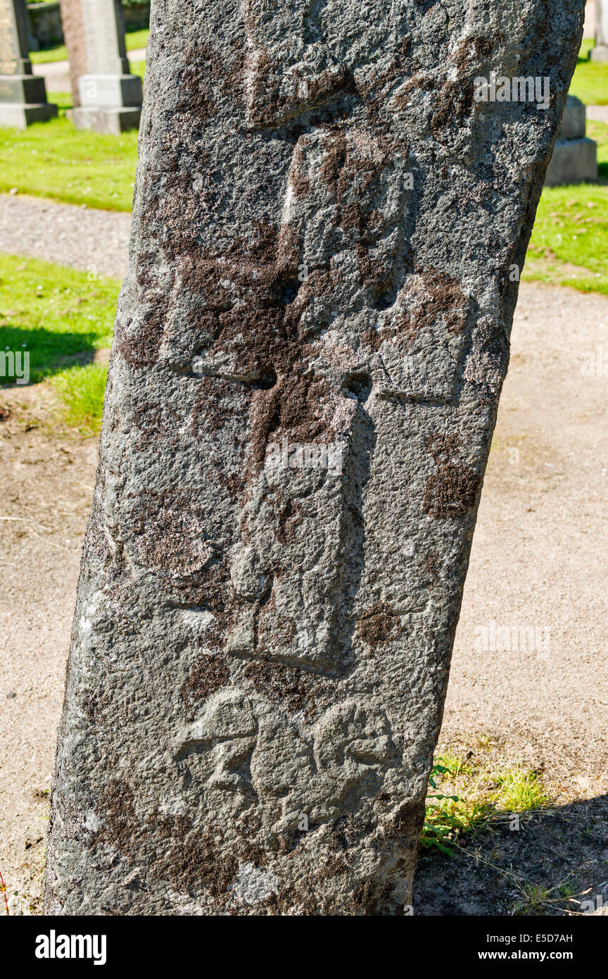 PICTISH BATTLESTONE IN MORTLACH CEMETERY DUFFTOWN SCOTLAND DETAIL OF A ...